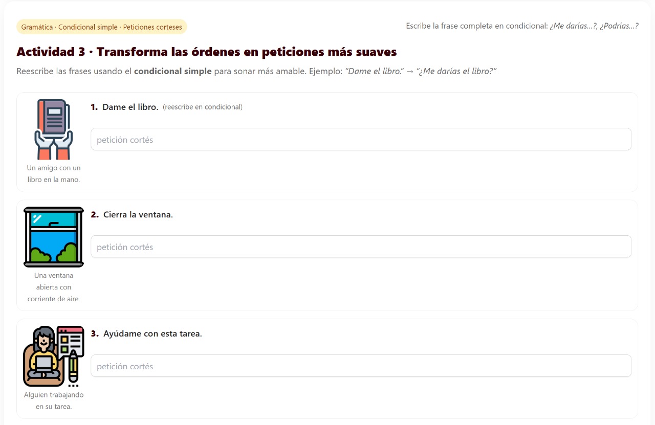 Condicional simple — Peticiones corteses - EspaMilka