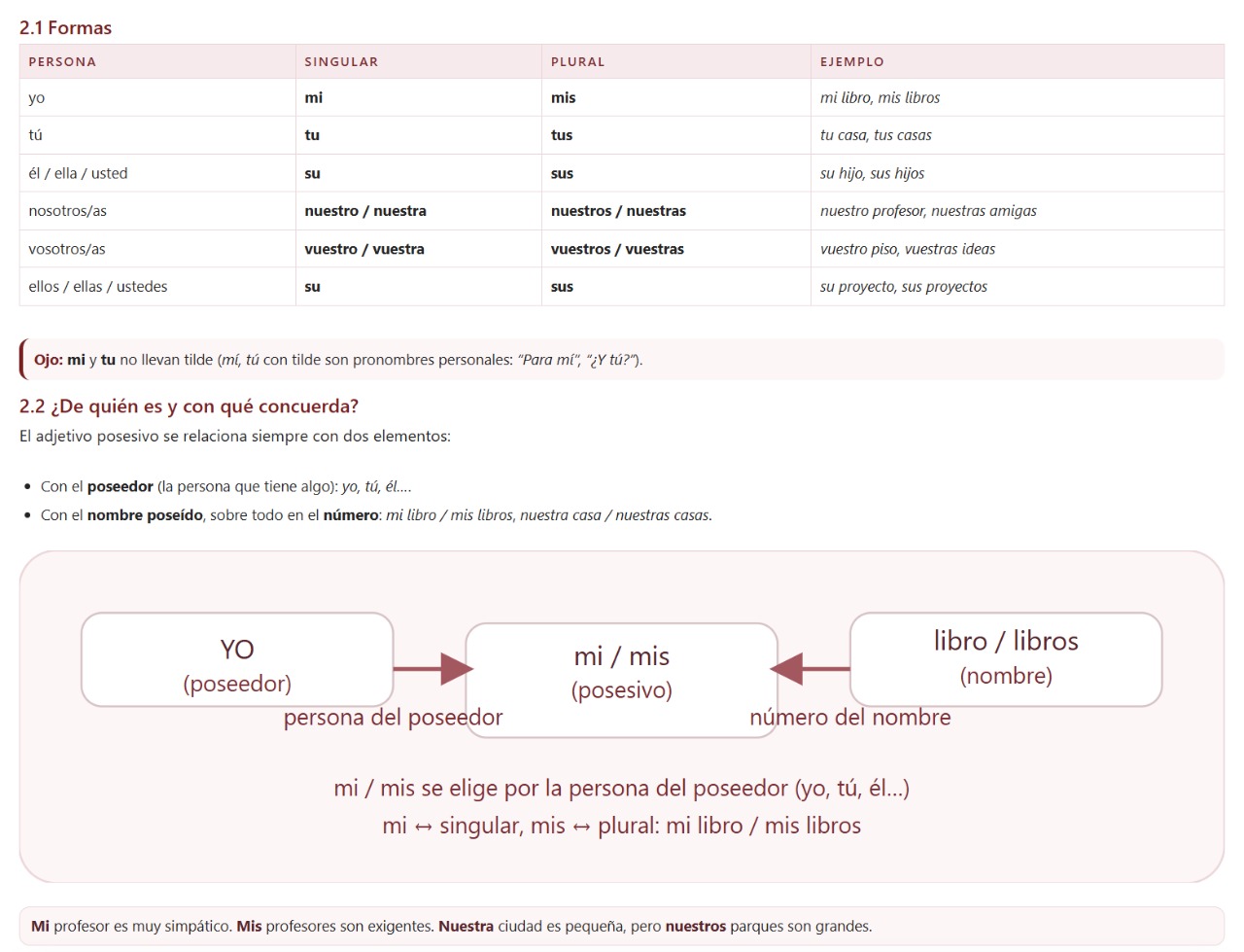 Los posesivos en español – mi, tu, su, mío, tuyo… - EspaMilka